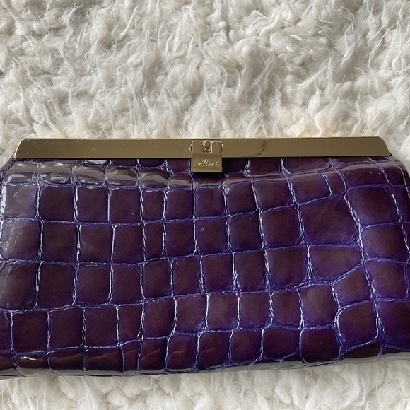 Abas | Bags | Abas Croc Purple Leather Walletclutch | Poshmark